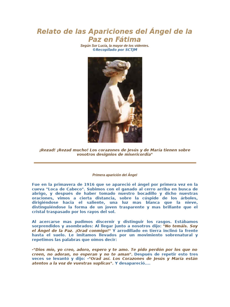 Apariciones del Ángel de la Paz en Fátima | PDF | Oración | María ...