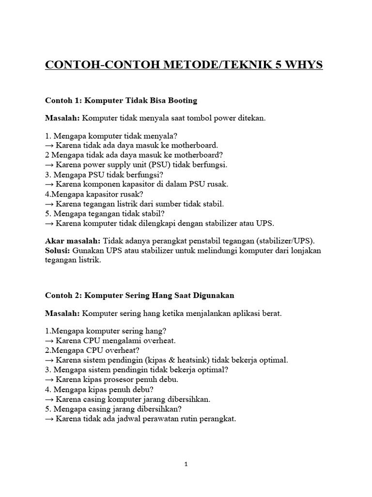 Contoh-contoh Metode_teknik 5 Whys | PDF
