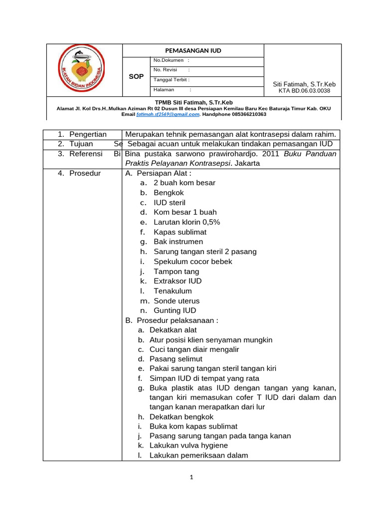 Panduan Pemasangan IUD yang Aman | PDF