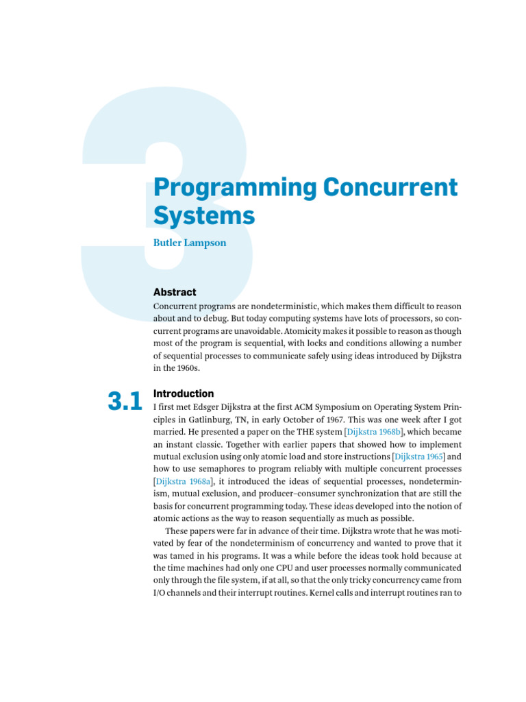 2022 Programming Concurrent Systems Butler Lampson Lampson-PCS-from-book | PDF | Process ...