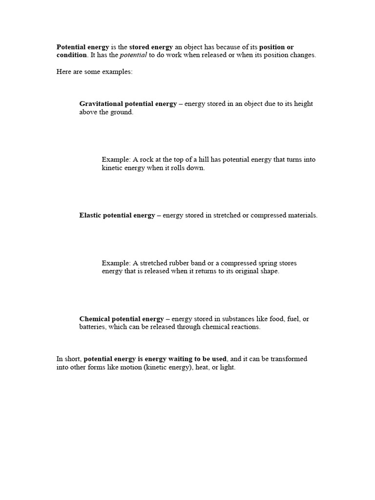 Understanding Types of Potential Energy | PDF