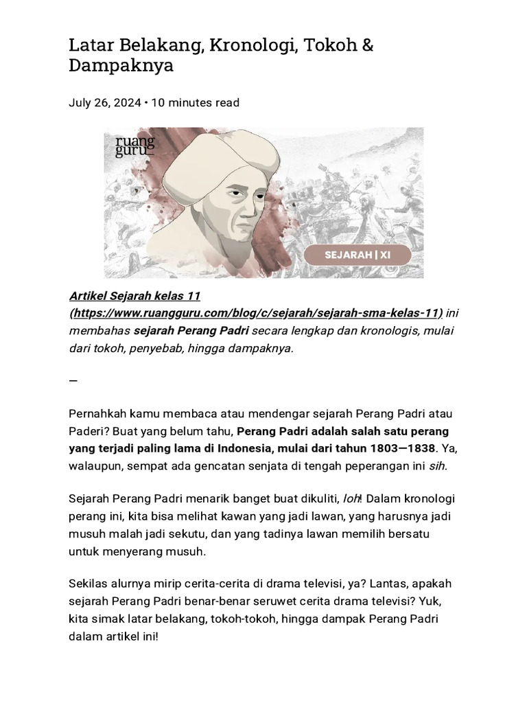 Latar Belakang Perang Padri di Minangkabau | PDF