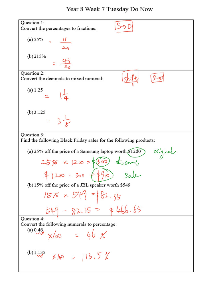 Year 8 Week 7 Tuesday Do NOW (8.05) | PDF