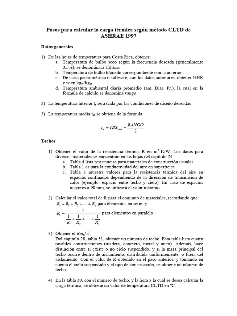 Cálculo de Carga Térmica ASHRAE CLTD | PDF | Temperatura | Ventana