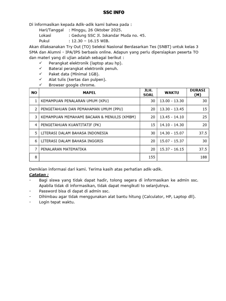 Pengumuman to Snbt 3 | PDF