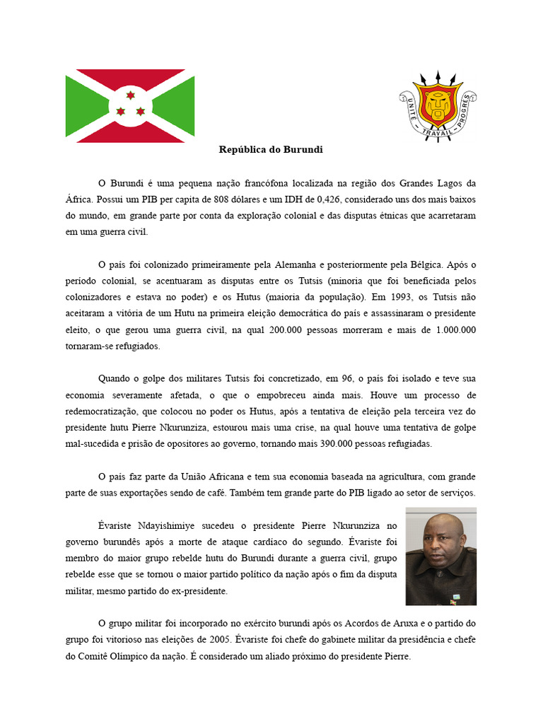 Guia de estudos - Burundi | PDF | Hutu | Burundi