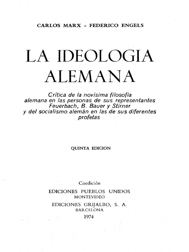 La Ideologia Alemana Marx | PDF