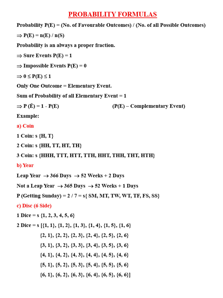 08 -- Probability Formulas | PDF