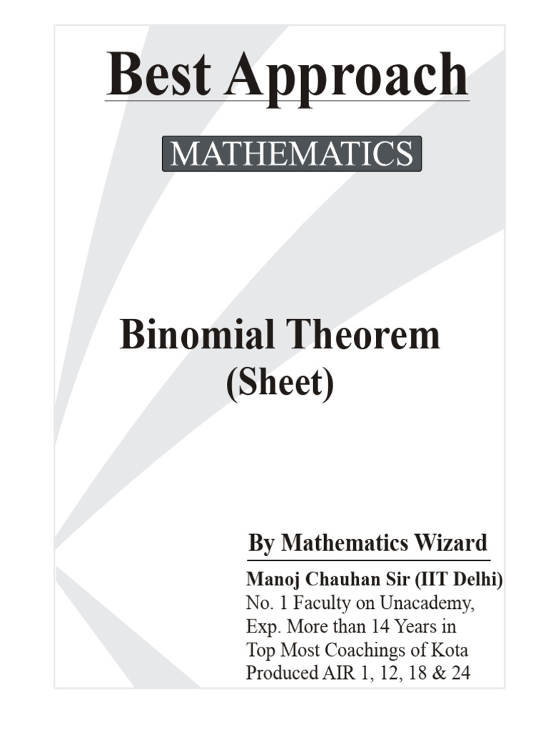 10 Binomial Theorem Sheet 1671541770930 | PDF | Mathematical Objects | Combinatorics