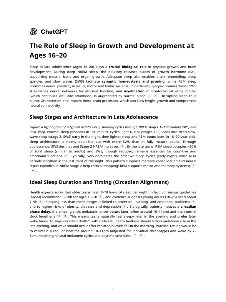 The Role of Sleep in Growth and Development at Ages 16-20 | PDF | Sleep ...