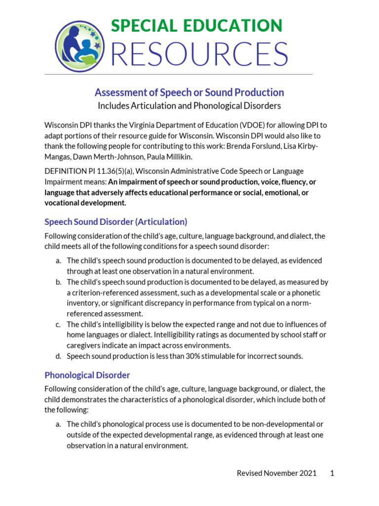 Speech Sound Disorder Assessment Guide | PDF | Speech | Phoneme