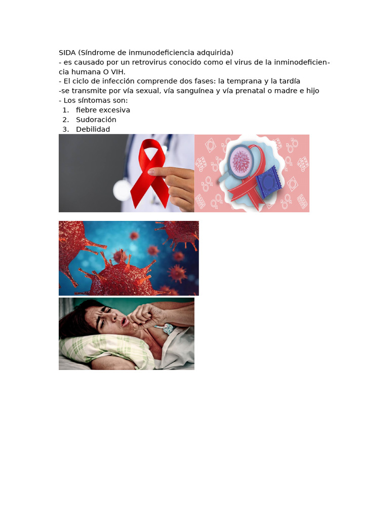 SIDA: Causas, Síntomas y Transmisión | PDF