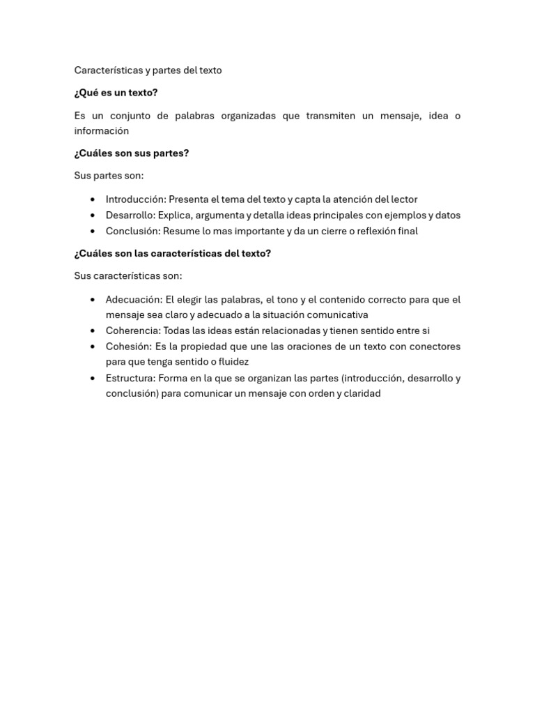 Partes y características del texto | PDF