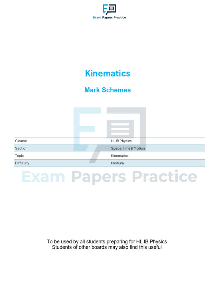 Kinematics Study Guide for HL IB Physics | PDF