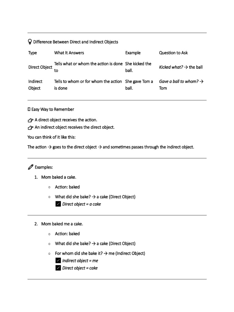 Direct and Indirect Object Quiz | PDF