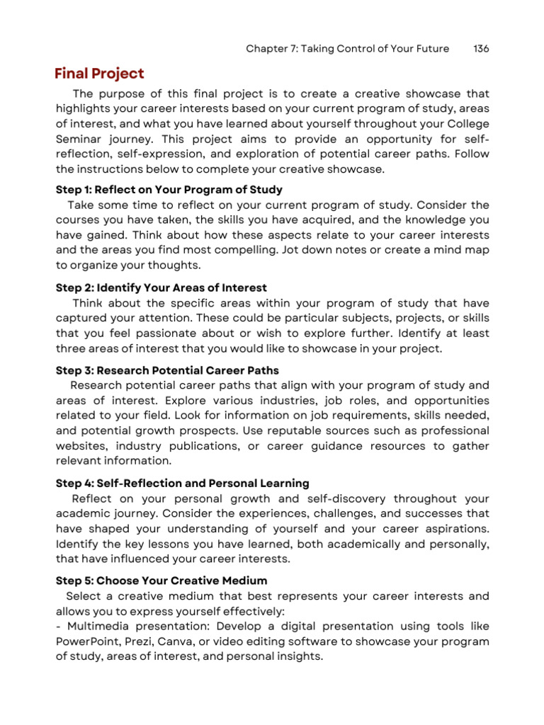 Final Project Instructions Pdf Personal Development Multimedia