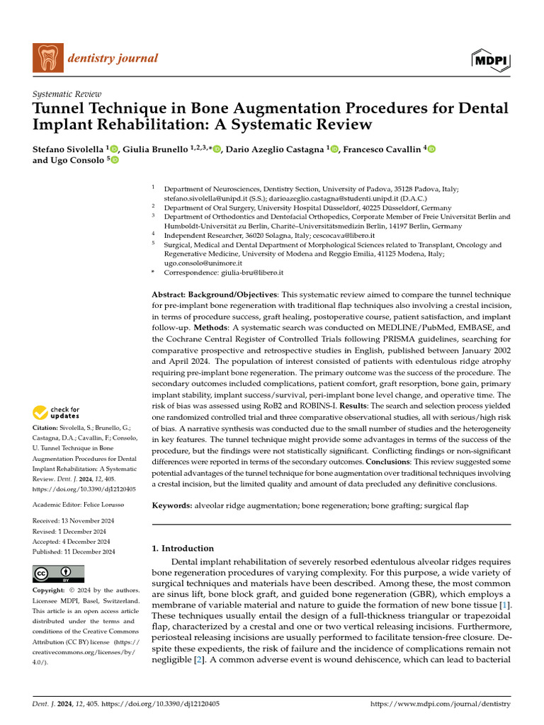 Tunnel Technique for Bone Augmentation | PDF | Dental Implant ...