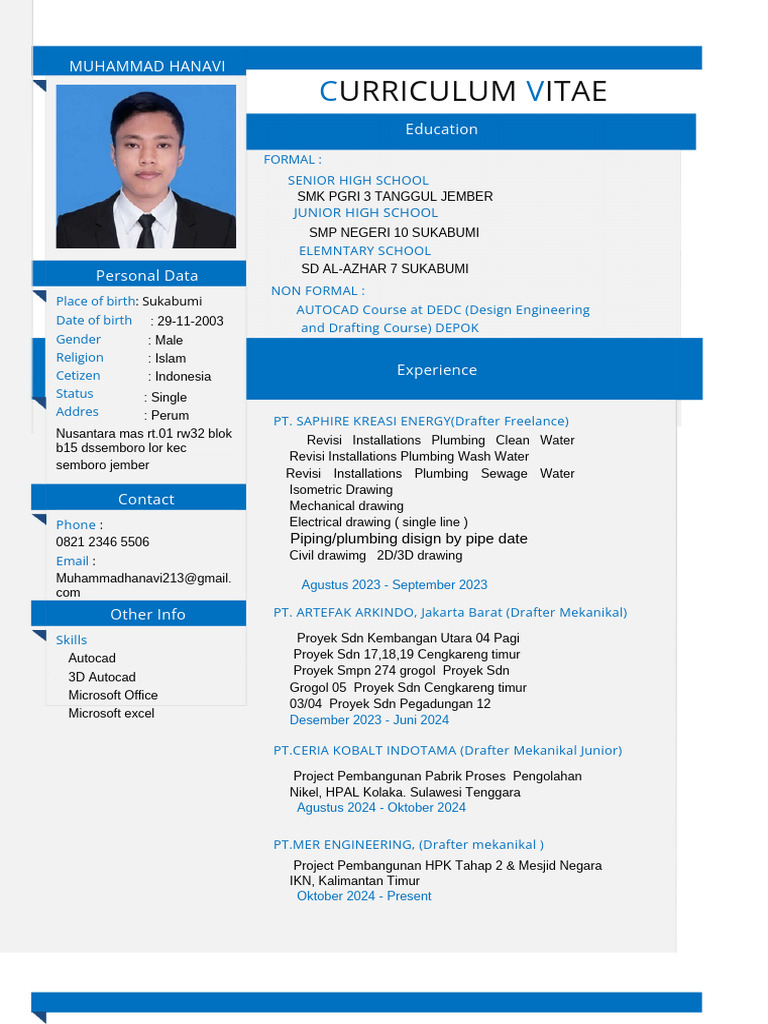 CV Muhammad Hanavi | PDF | Drawing