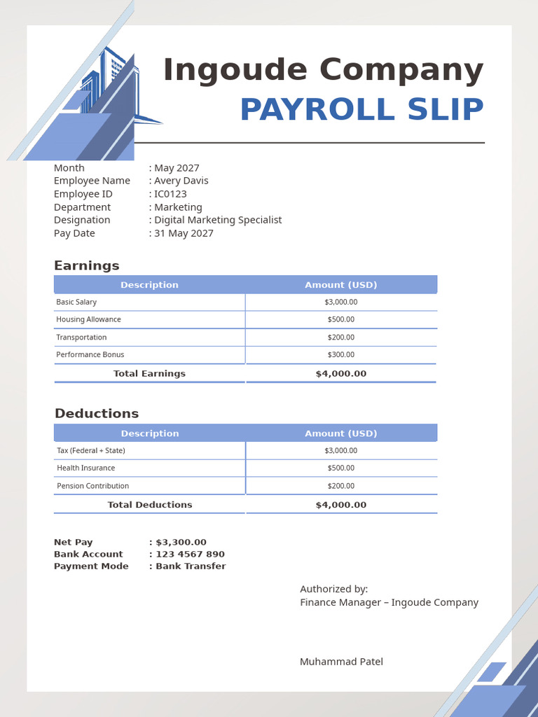 Blue and White Modern Payroll Slip A4 Document - 20251109 - 150839 ...
