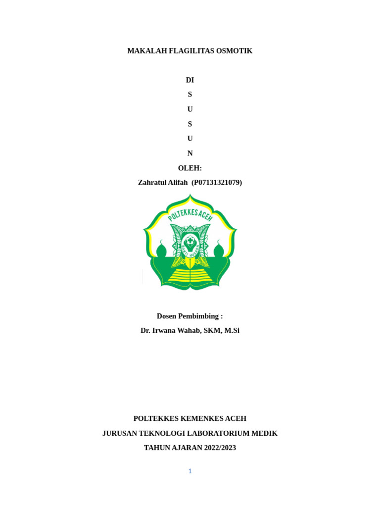 Fragilitas Osmotik Eritrosit: Uji dan Analisis | PDF