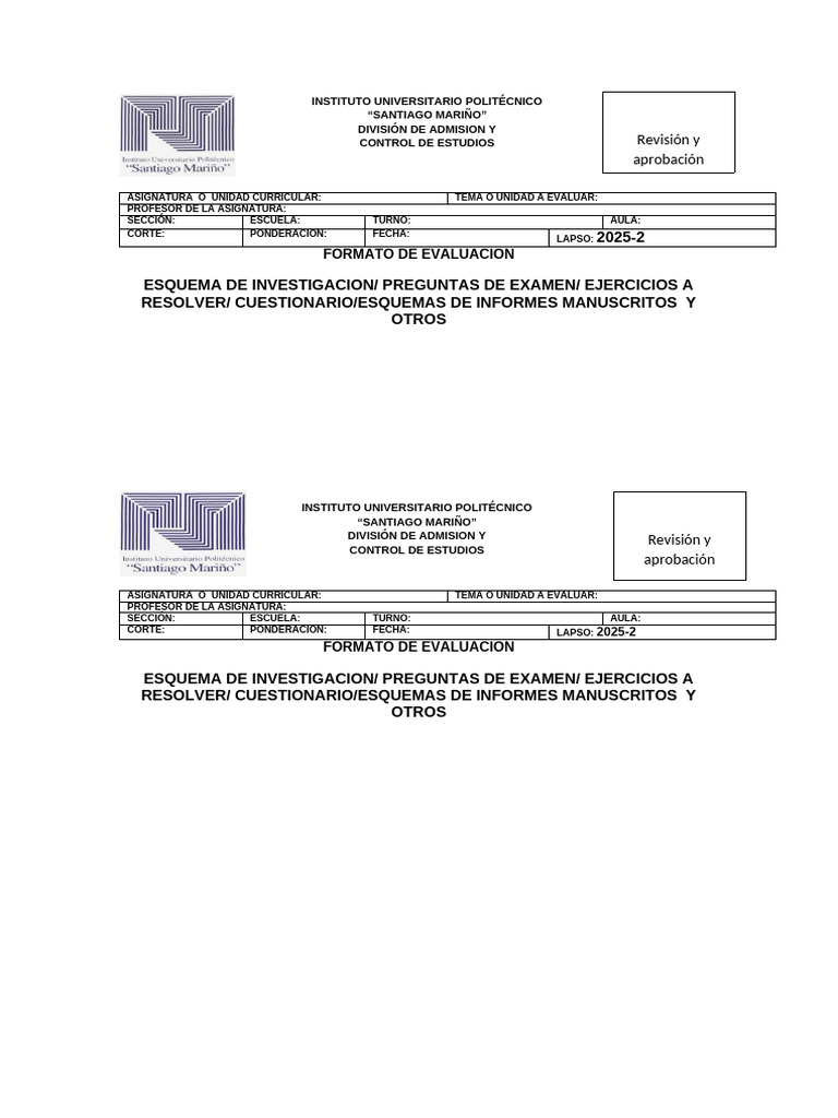 Formato de Evaluación 2025-2 | PDF