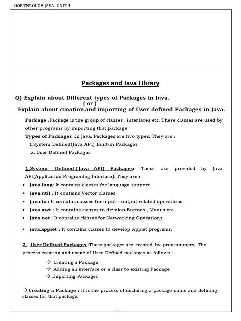 R23_JAVA_UNIT_4 (2) | PDF | Class (Computer Programming) | Data Type