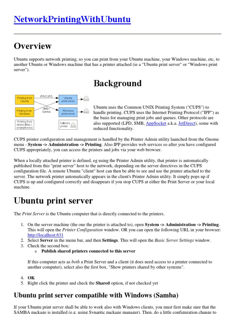 Ubuntu Network Printing Guide | PDF | Network Architecture | Media ...