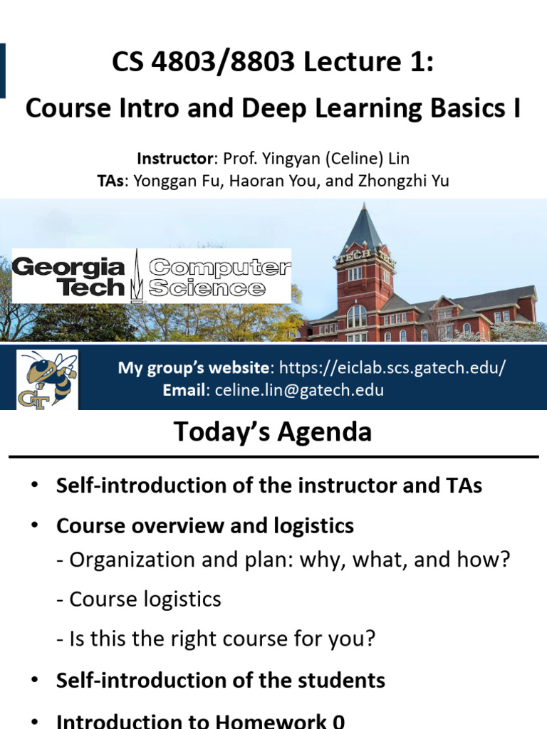 Lecture 1 - Course Intro and Deep Learning Basics I - 01082024 | PDF | Deep Learning | Learning