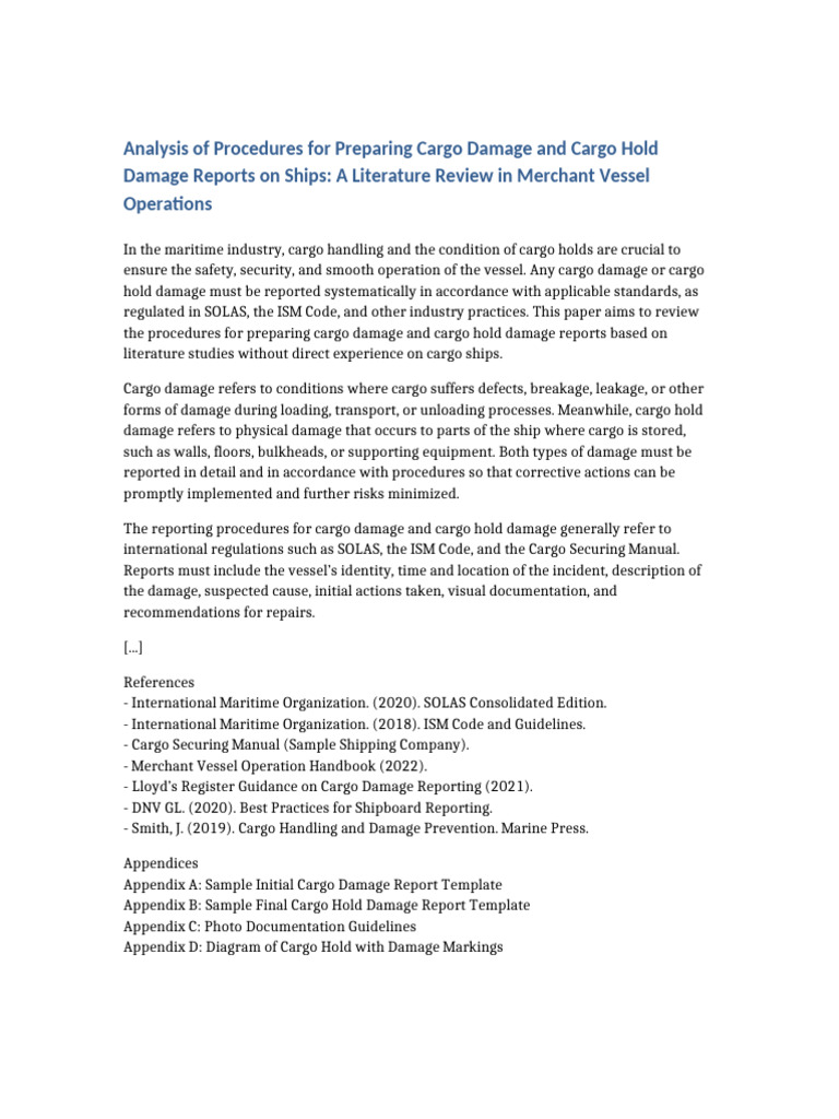 Cargo Damage Reporting Procedures Review | PDF