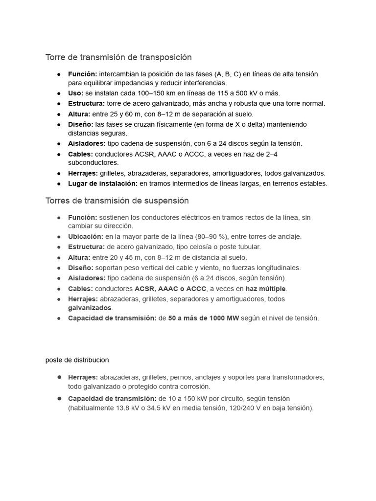 Tipos de Torres de Transmisión Eléctrica | PDF | Aislador (Electricidad ...