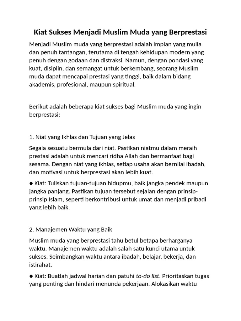 Kiat Menjadi Muslim Sukses | PDF