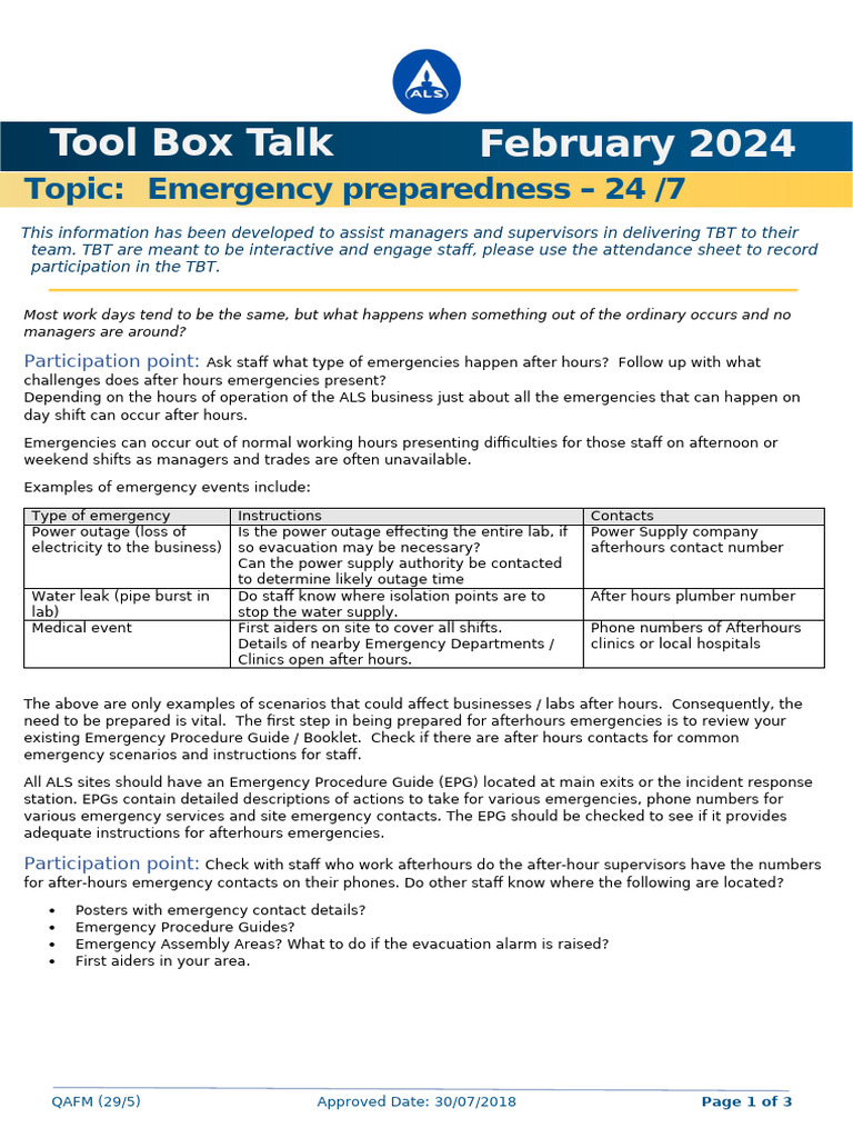 02 2024 Feb Emergency Preparedness 247 | PDF | Emergency | Safety