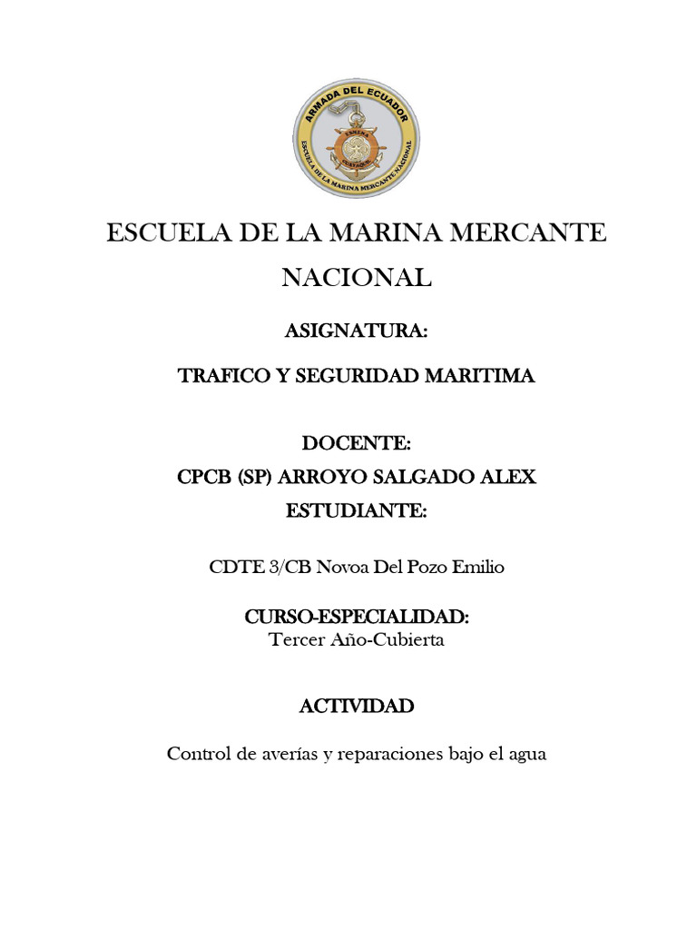 Control de Averías y Reparaciones Marítimas | PDF | Buceo bajo el agua ...