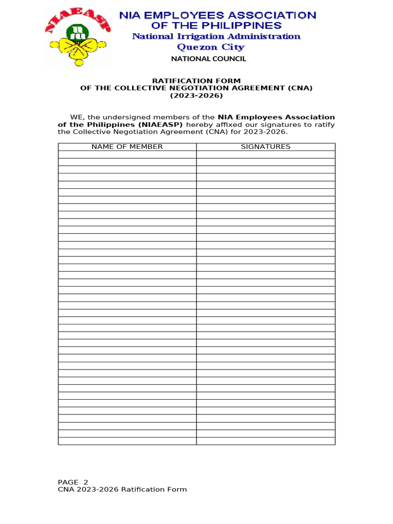 CNA 2023-2026 Ratification Form | PDF