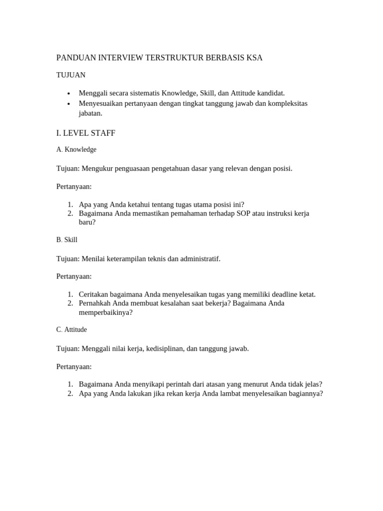 Panduan Interview KSA untuk Semua Level | PDF