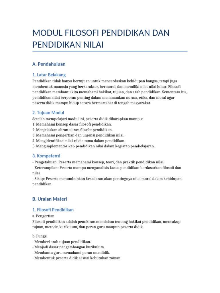 Filosofi dan Pendidikan Nilai di Sekolah | PDF
