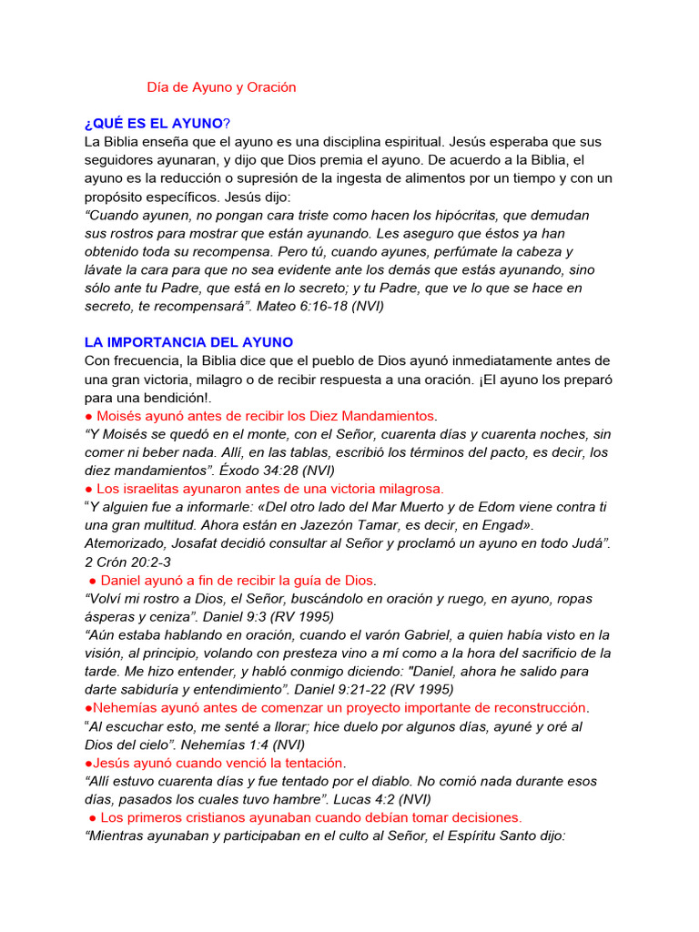 Ayuno y Oración: Guía Espiritual | PDF | Rápido | Oración