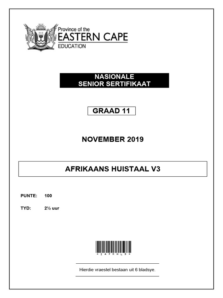 Afrikaans HL P3 GR11 QP Nov 2019 D | PDF