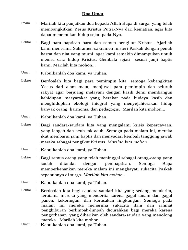 Doa Paskah untuk Kebangkitan dan Kasih | PDF
