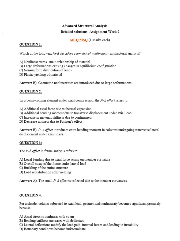 Assignment Week 9 - Full Solutions | PDF | Deformation (Engineering ...