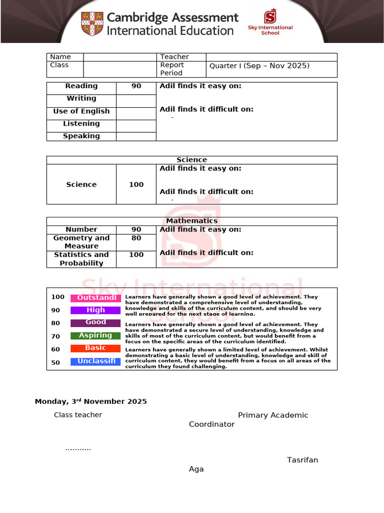 Students Individual Report | PDF