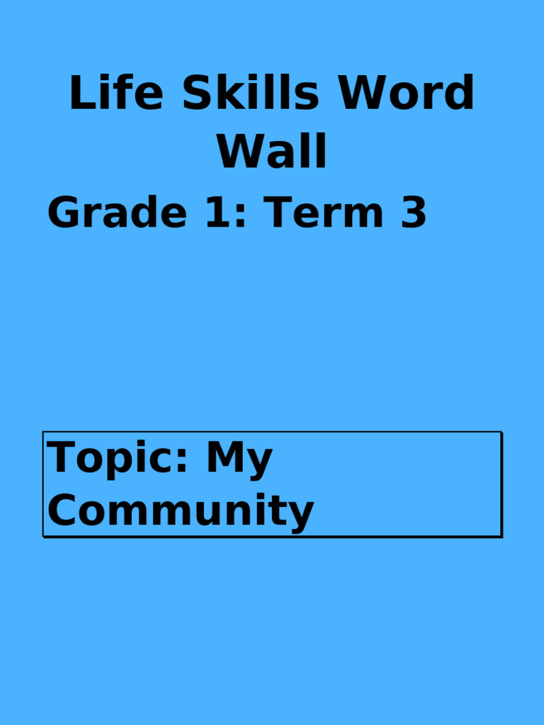 Life Skills Word Wall Grade 1 Term 3docx | PDF