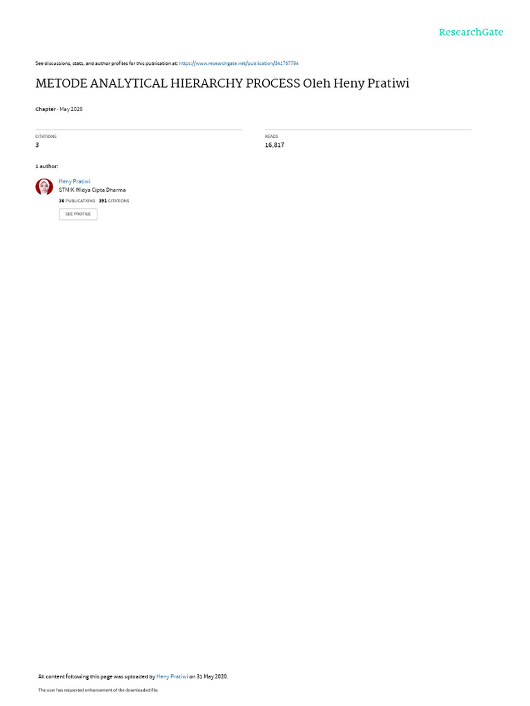 METODE ANALYTICAL HIERARCHY PROCESS | PDF | Karier & Perkembangan