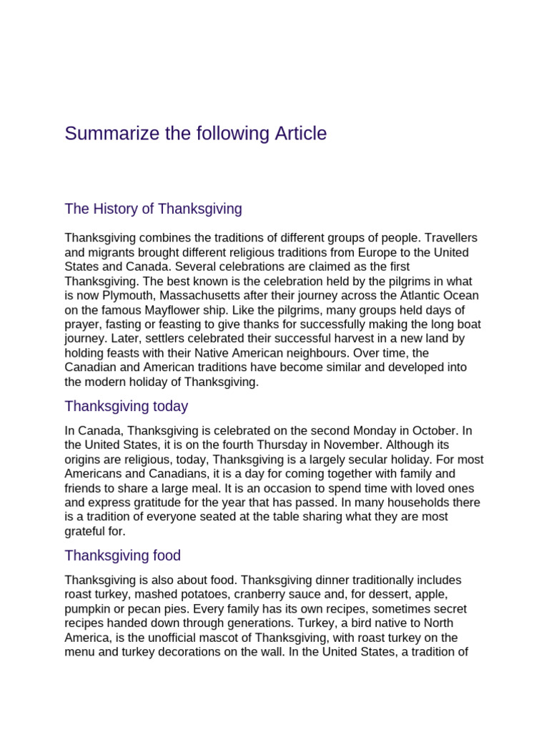The Evolution of Thanksgiving Traditions | PDF