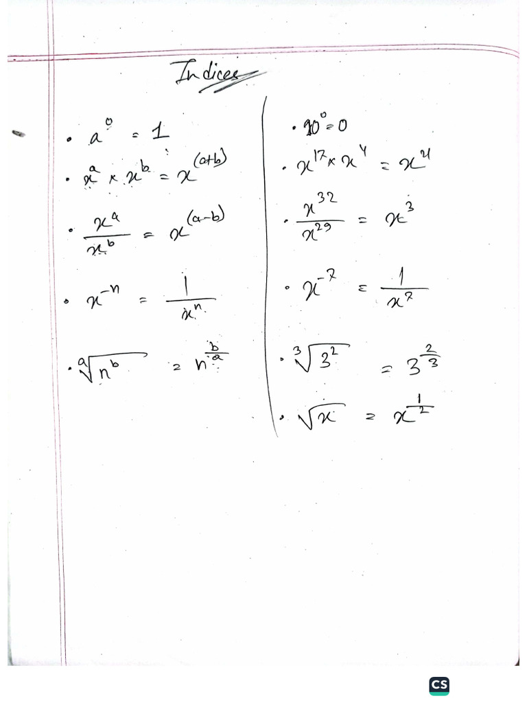 Indices IGCSE Mathematics B | PDF