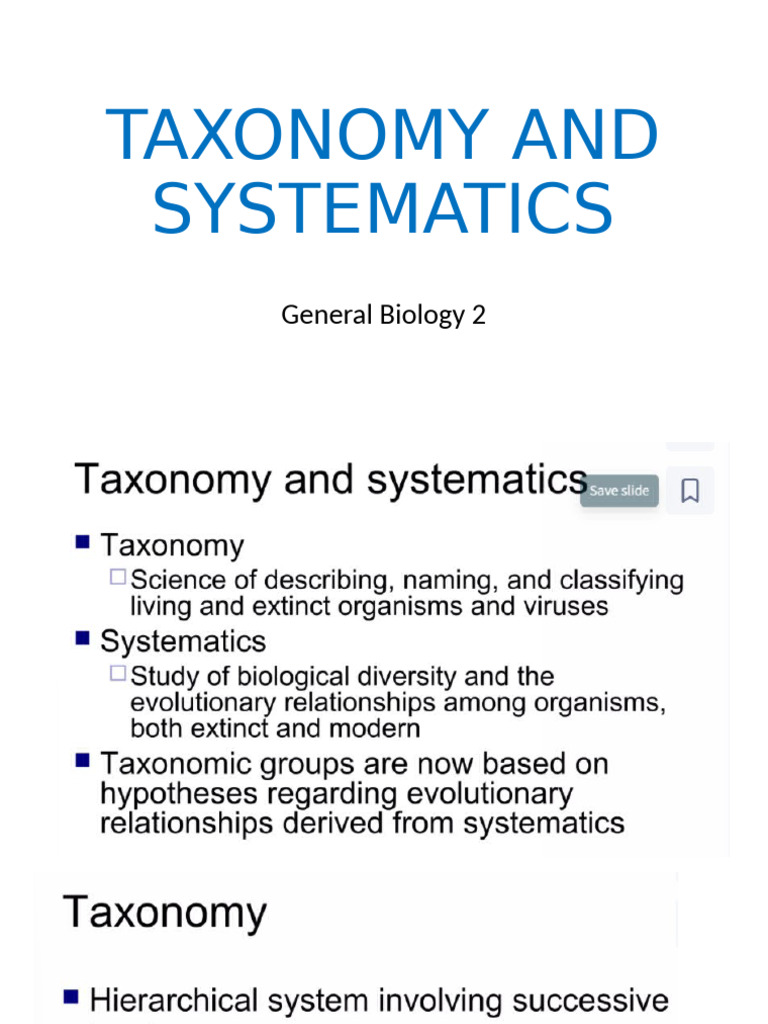 Systematics and Taxonomy | PDF