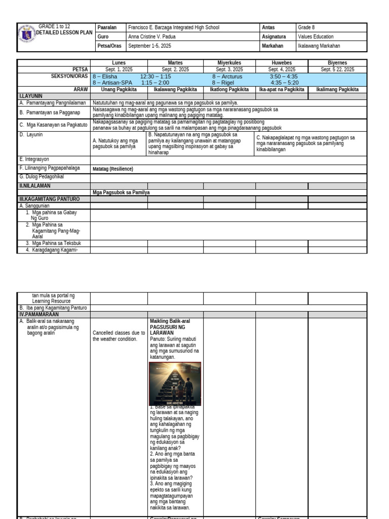 Lesson Plan Weekly Quarter 2 Week 2 | PDF