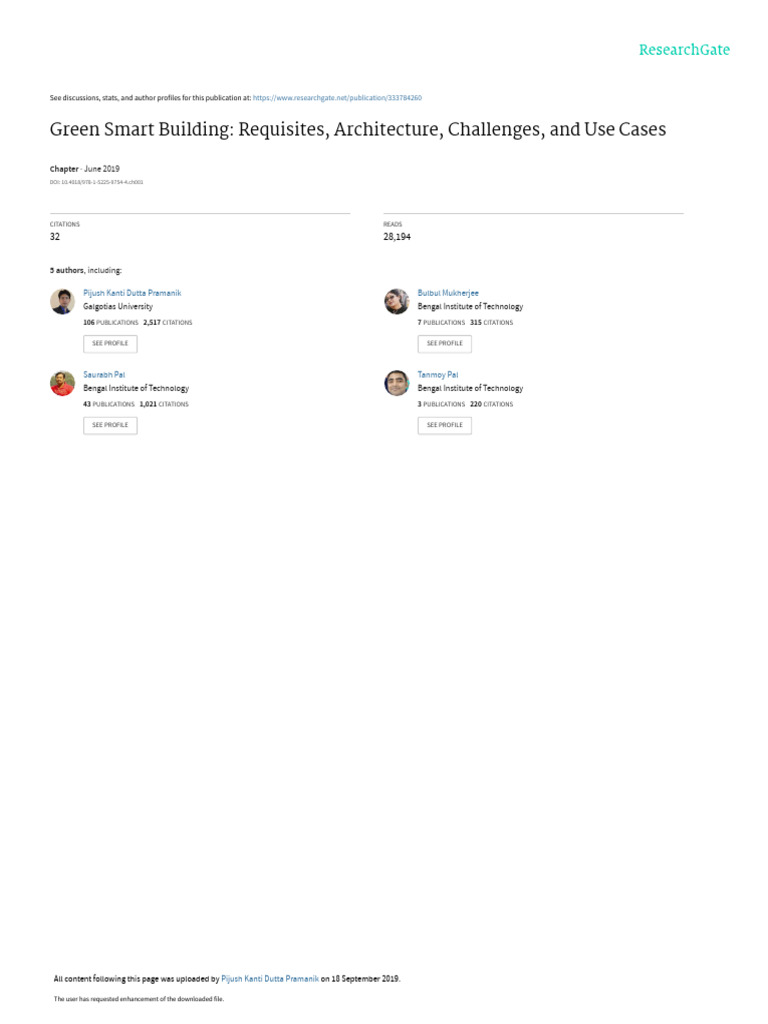 Green Smart Building Requisites Architecture Challenges and Use Cases ...