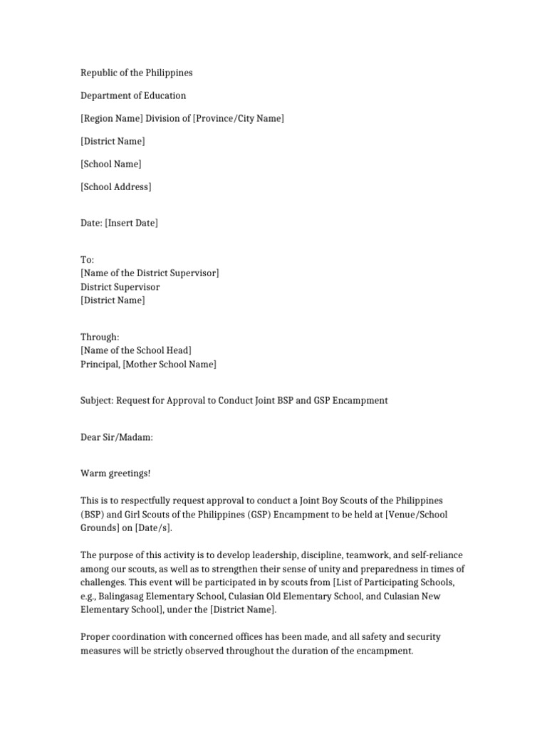 Request for Joint BSP-GSP Encampment Approval | PDF