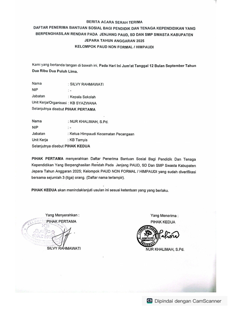 KB Syazwana - Berita Acara Proposal Bansos 2025 | PDF